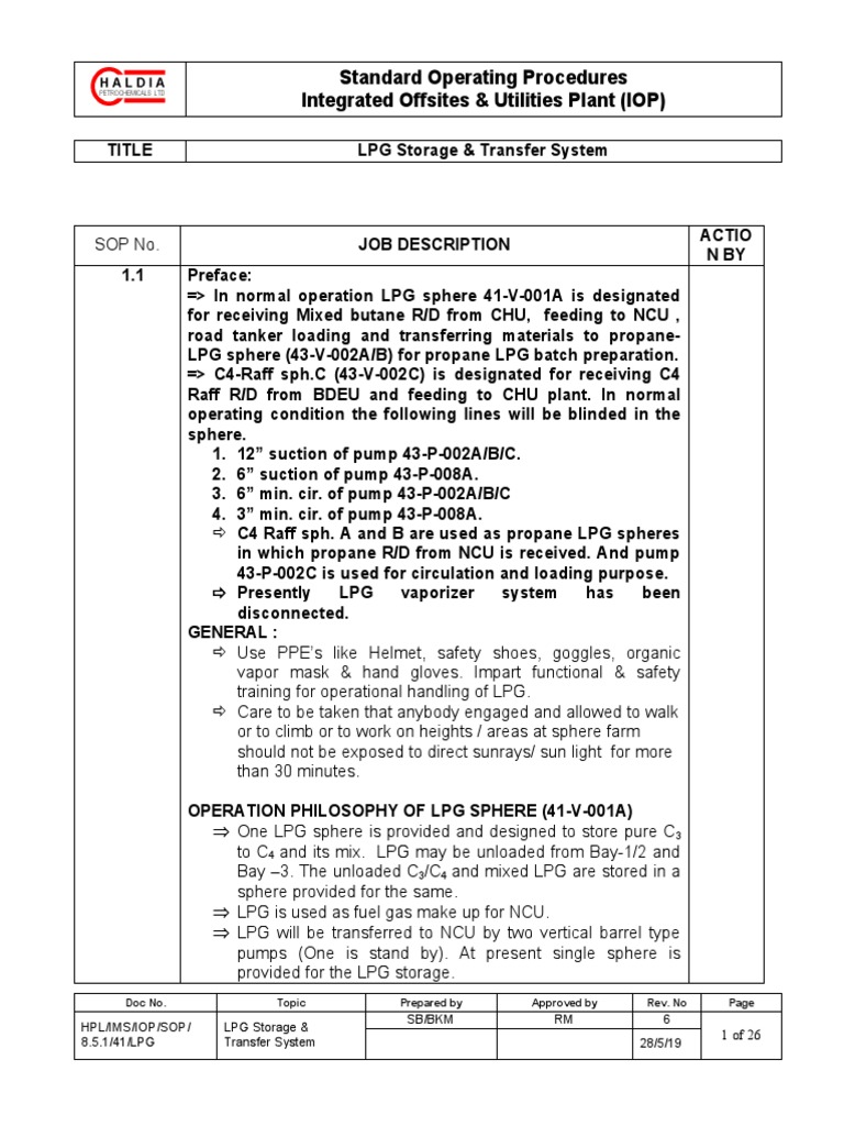 LPG SOP Rev6 | PDF | Pump | Liquefied Petroleum Gas