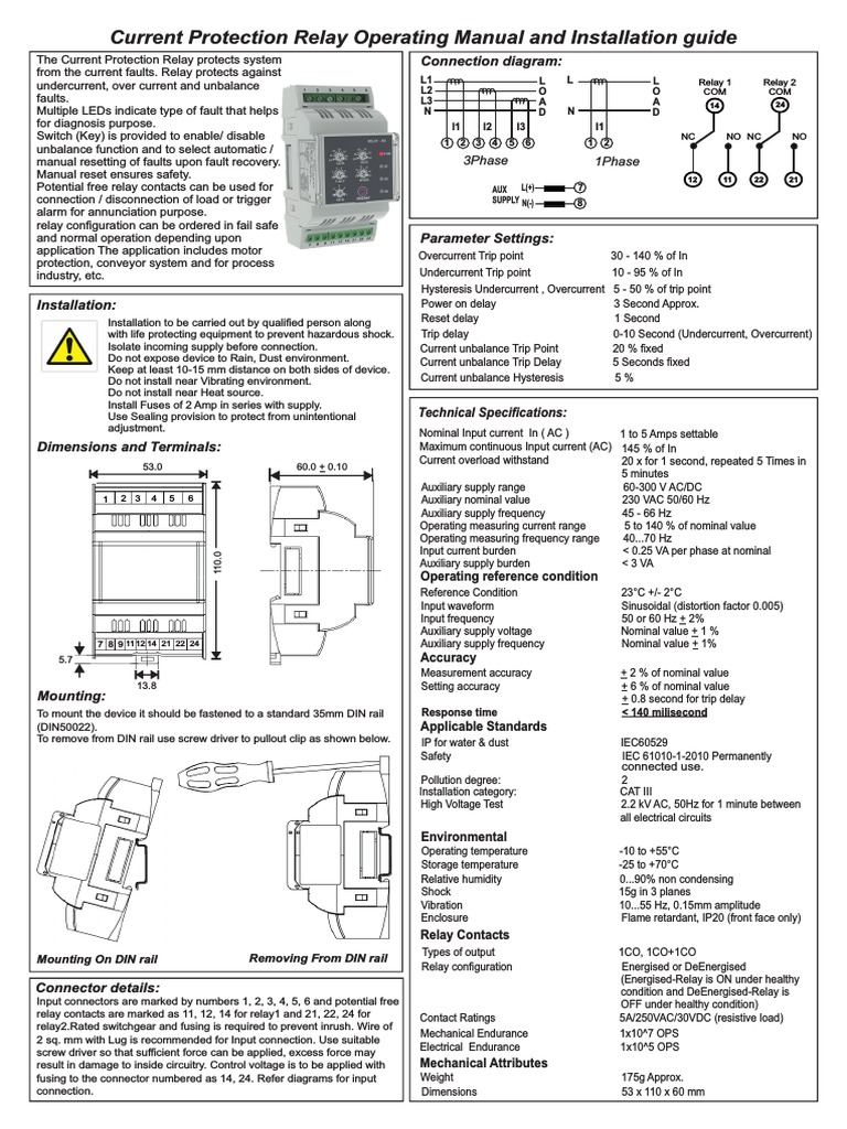 Manual Current Protection Relay RevB | PDF | Relay | Alternating Current