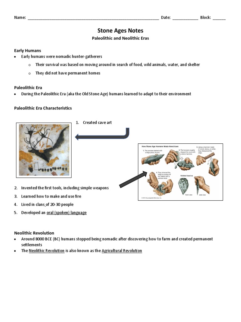 Stone Ages Fill in The Blank Notes | PDF