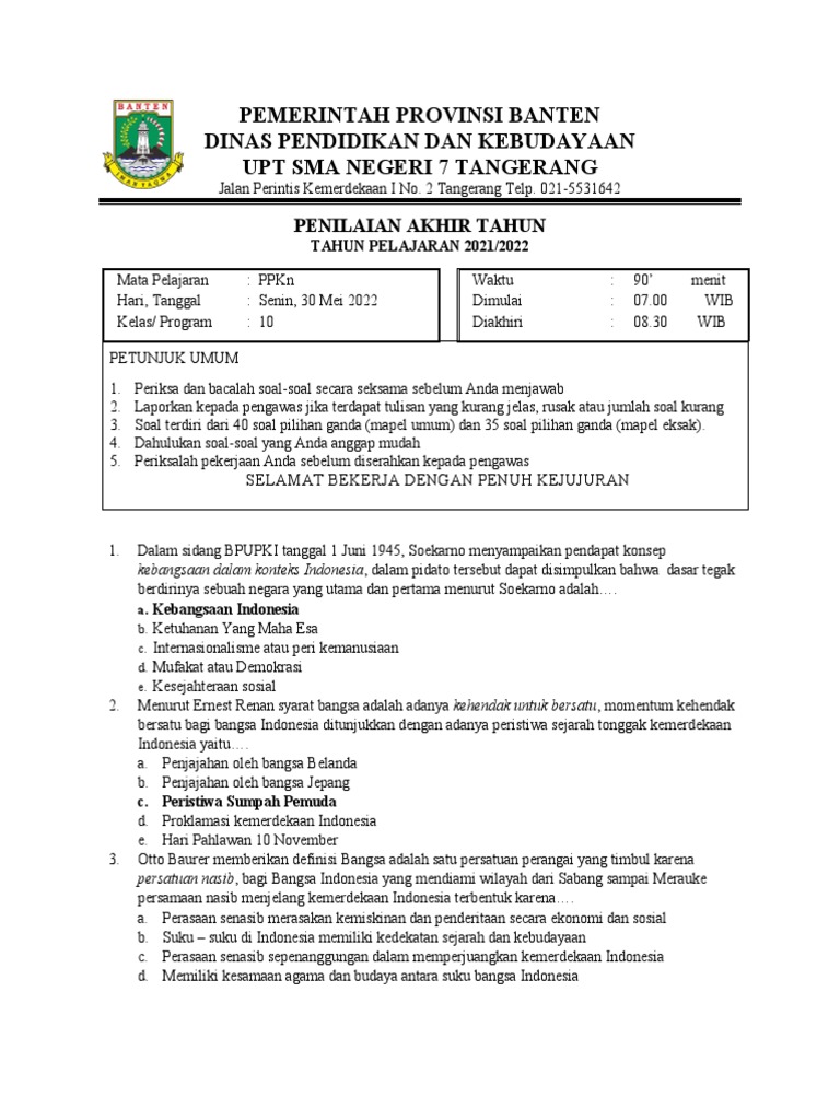 Soal PAT 2022 Kls 10 | PDF