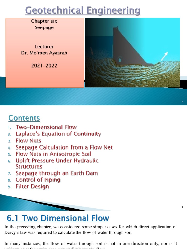 Chapter Six Seepage | PDF | Soil Mechanics | Permeability (Earth Sciences)