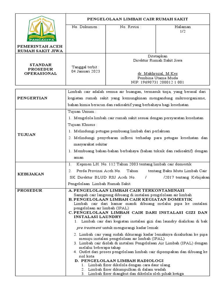 SPO Pengelolaan Limbah Cair | PDF | Sains & Matematika