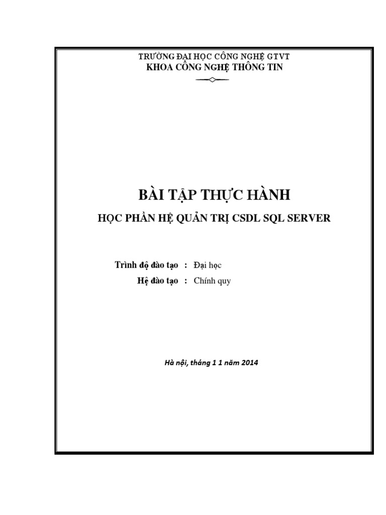 Bai Tap Thuc Hanh SQL | PDF