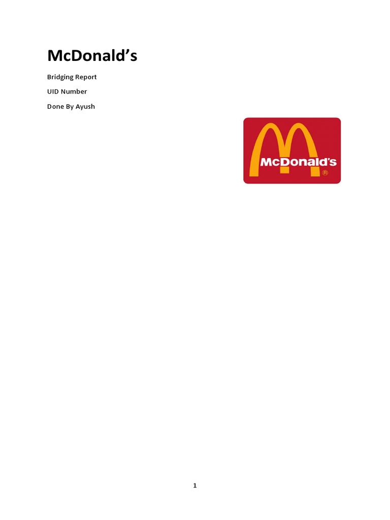 Bridging Report On McDonalds | PDF | Cost Of Living | Mc Donald's