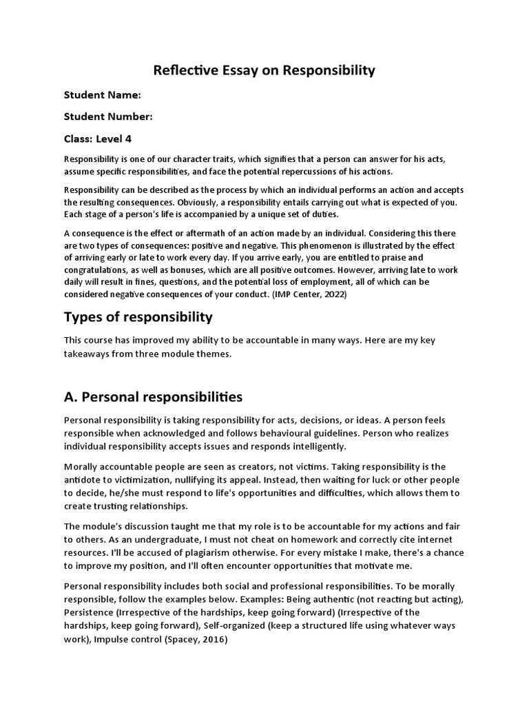Reflective Essay On Responsibility Ayush | PDF | Corporate Social ...