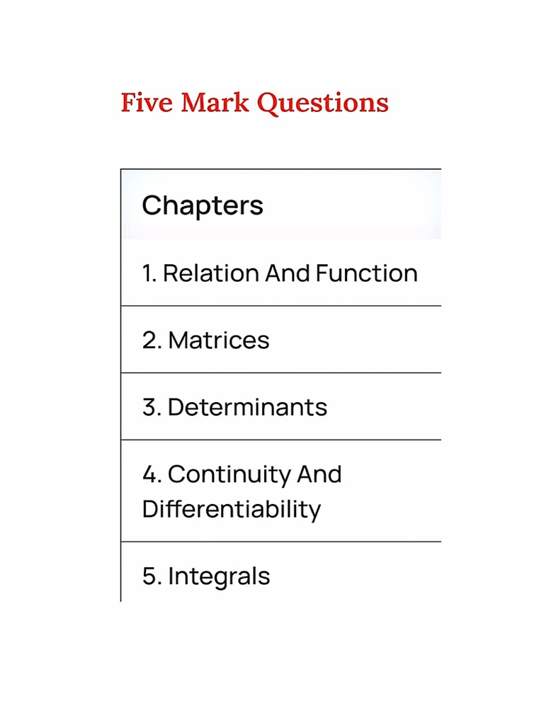 2nd PUC Mathematics 5 Marks Questions | PDF