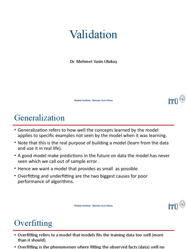 Lecture - 5 - Validation | PDF | Cross Validation (Statistics) | Mean Squared Error