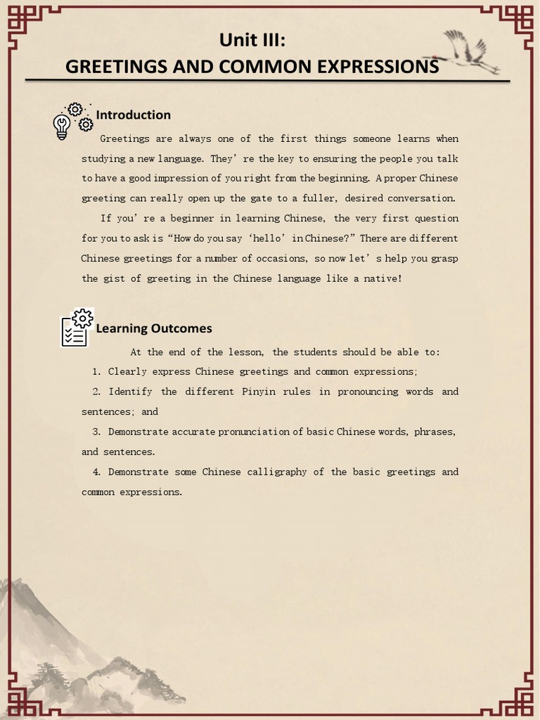 Greetings and Common Expressions | PDF | Chinese Language | Pinyin