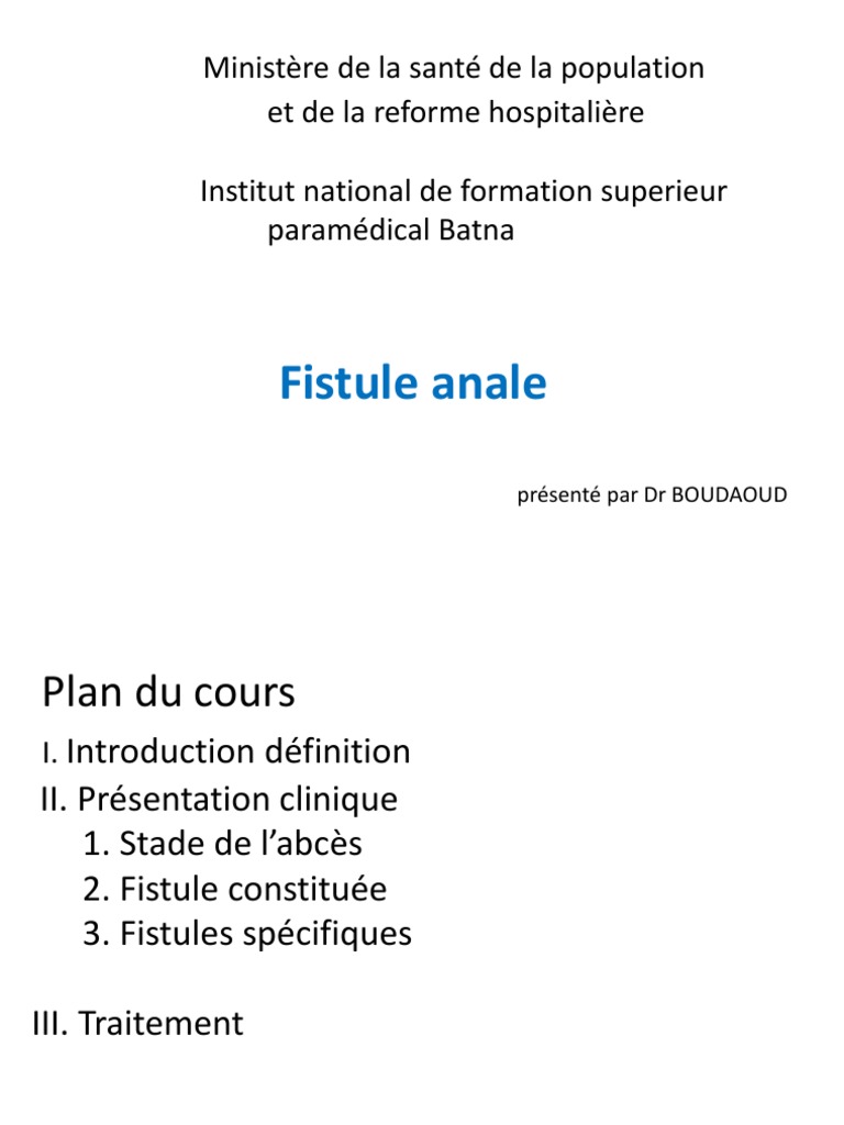 Fistule anale : définition et traitement | PDF