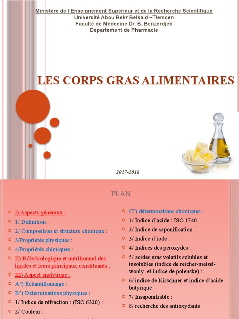 Corps gras alimentaires : définitions et analyses | PDF | Acide gras ...