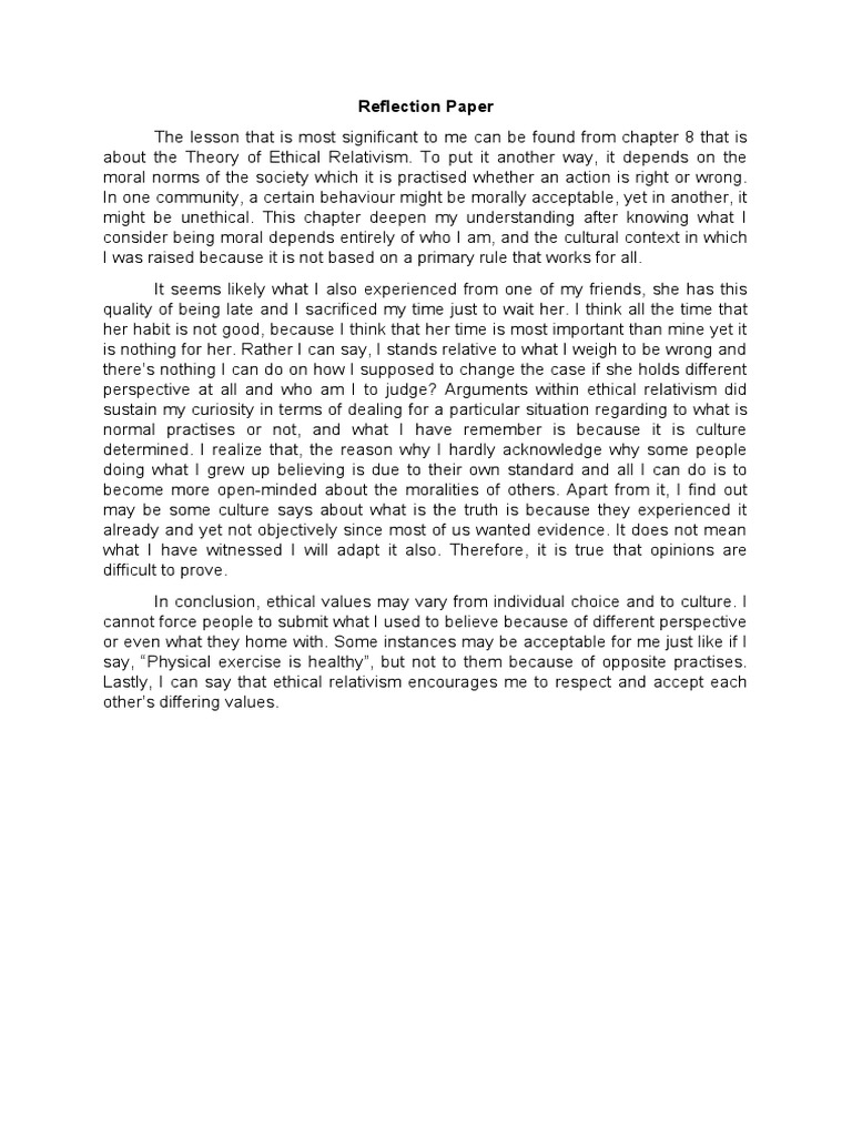 Reflection Theory of Ethical Relativism | PDF | Self-Improvement