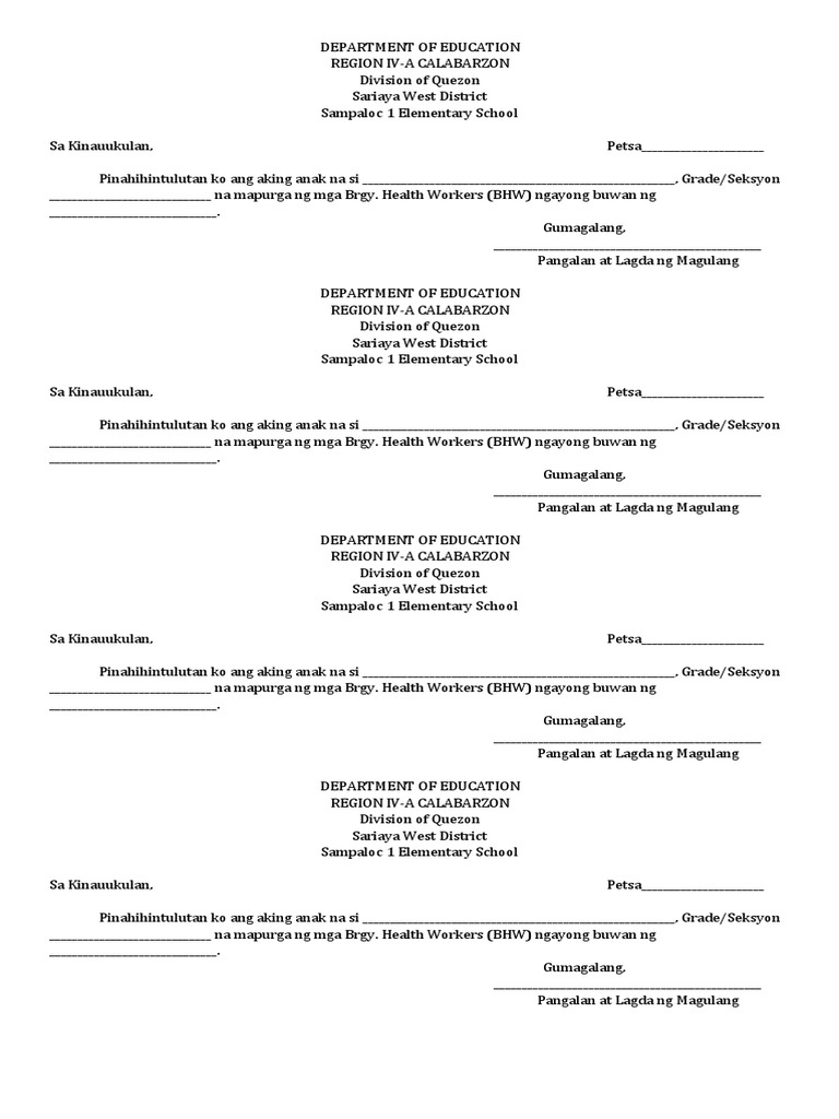 Consent Letter Deworming | PDF