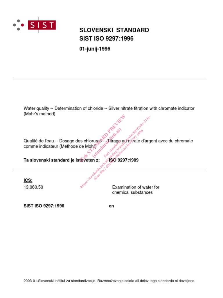 Sist Iso 9297 1996 | PDF | International Organization For ...