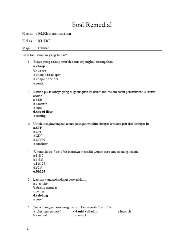 Soal Remedial M.heru | PDF