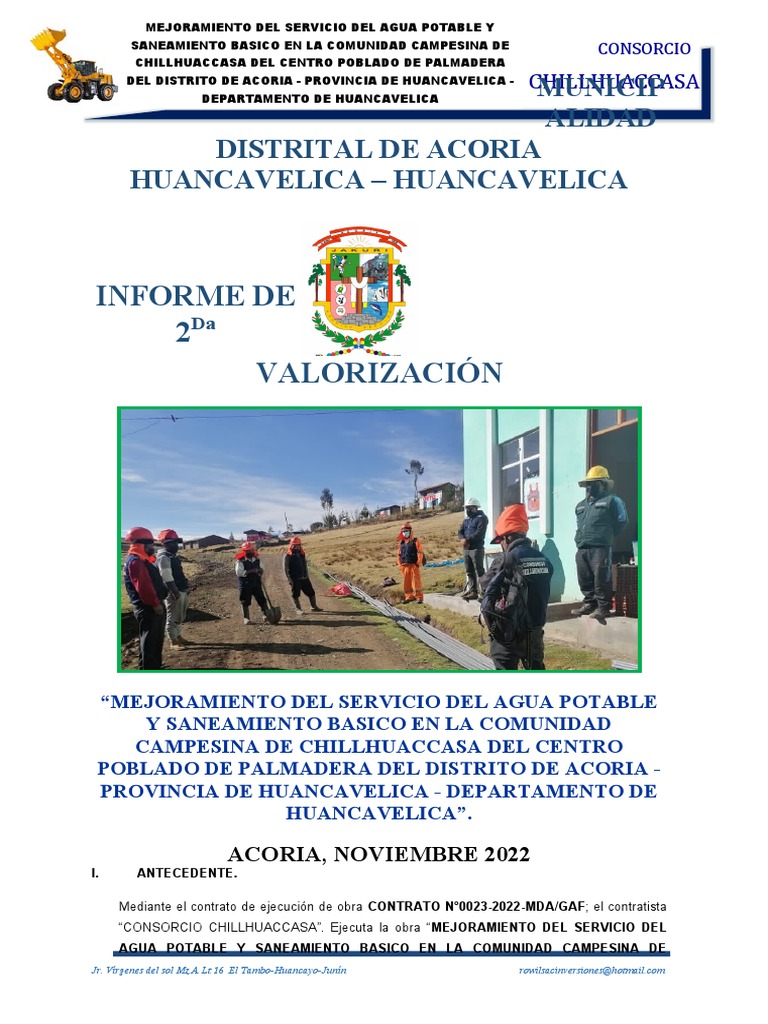 Informe de La Segunda Valorizacion | Descargar gratis PDF | Hormigón | Ingeniero civil