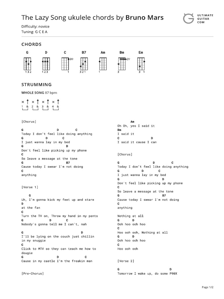 The Lazy Song Bruno Mars | PDF