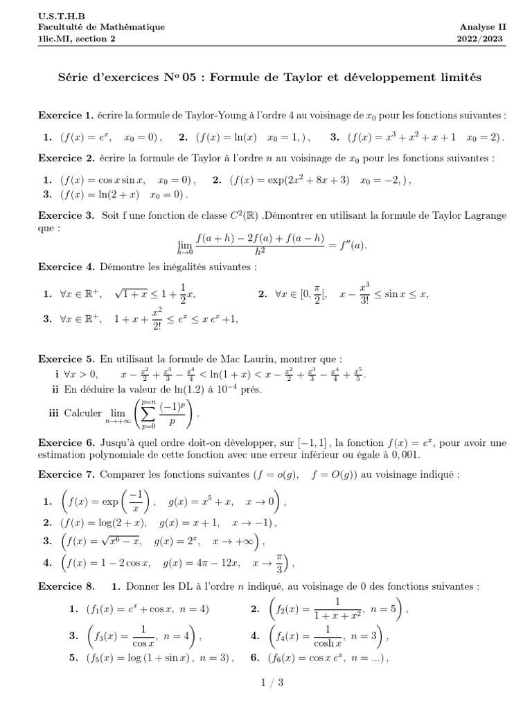 Formule de Taylor et Développements Limités | PDF | Courbe | Tangente ...