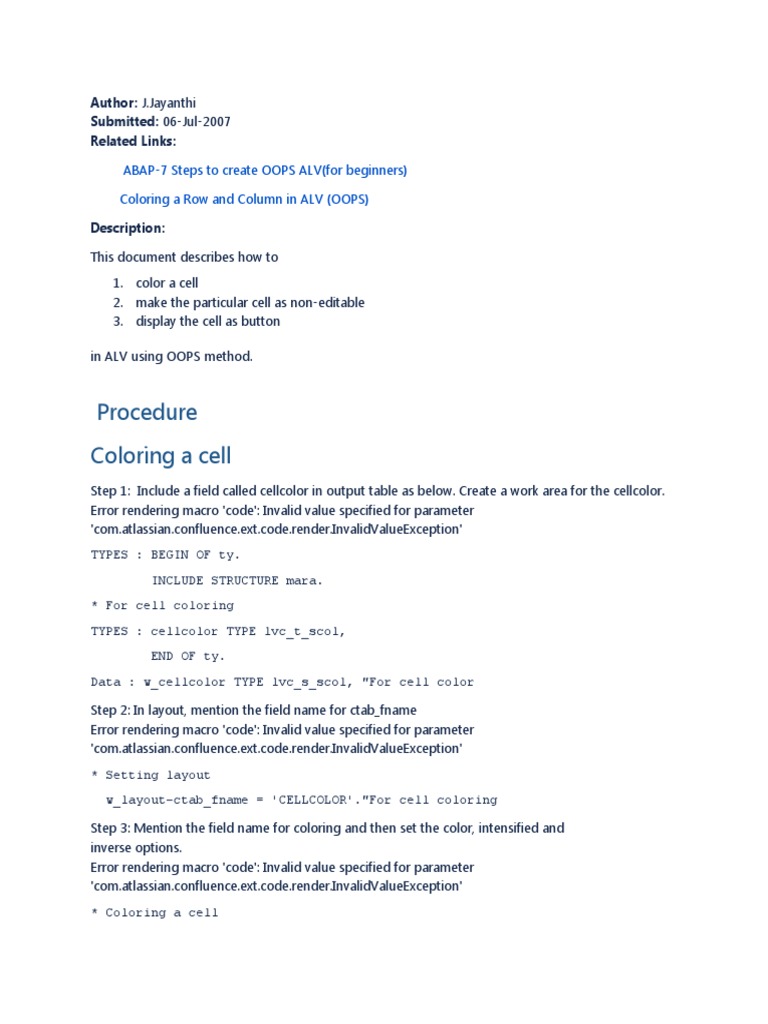 ALV Cell Customization Guide | PDF | Parameter (Computer Programming) | Software Engineering