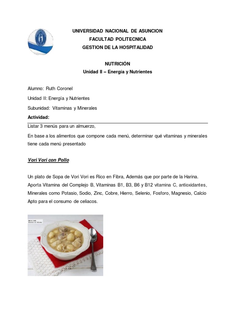 Actividad Unidad 2 - Nutricion - Ruth Coronel | PDF