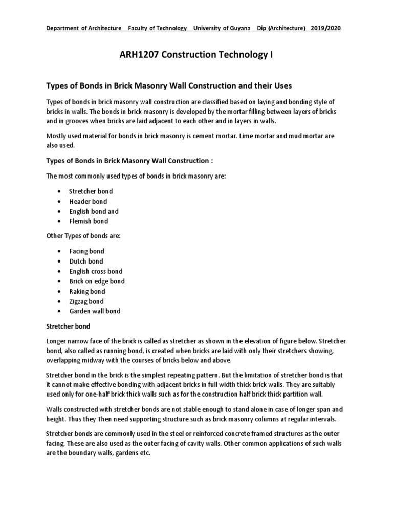 Types of Bonds in Brick Masonry Wall Construction and Their Uses: A ...
