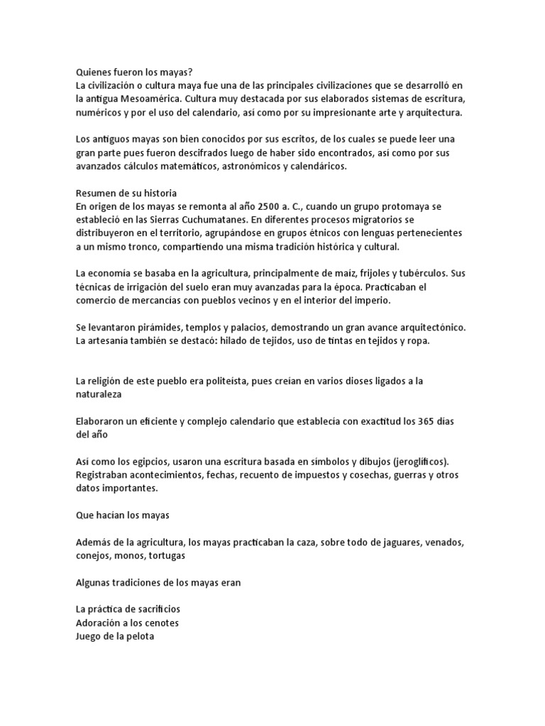 Historia y cultura de los mayas | PDF | Civilización maya