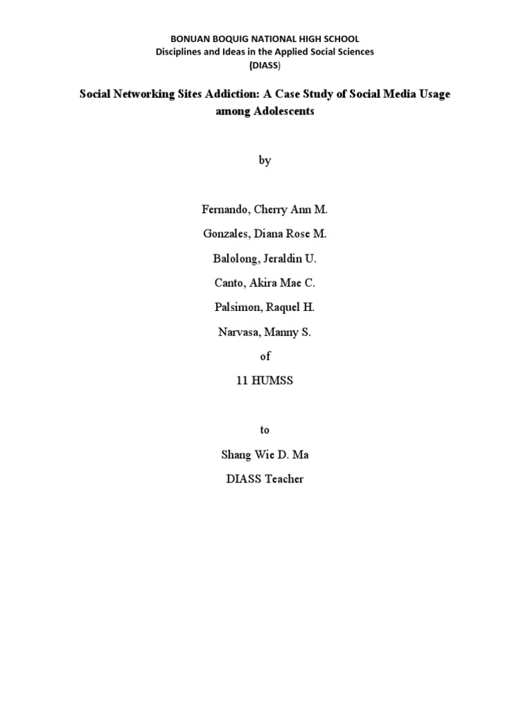 A Case Study of Internet Addiction Among Adolescents - Cherry's Group ...