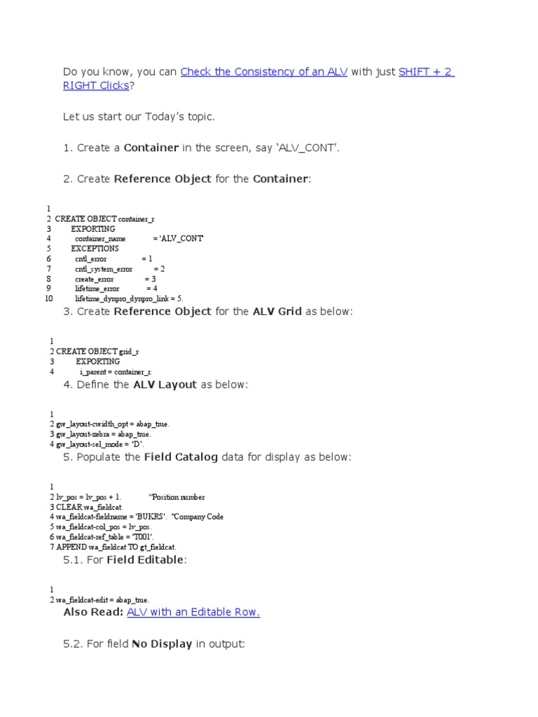 Extensive Tips and Tricks For Interactive SAP ALV | PDF | Database Index | Computer Engineering