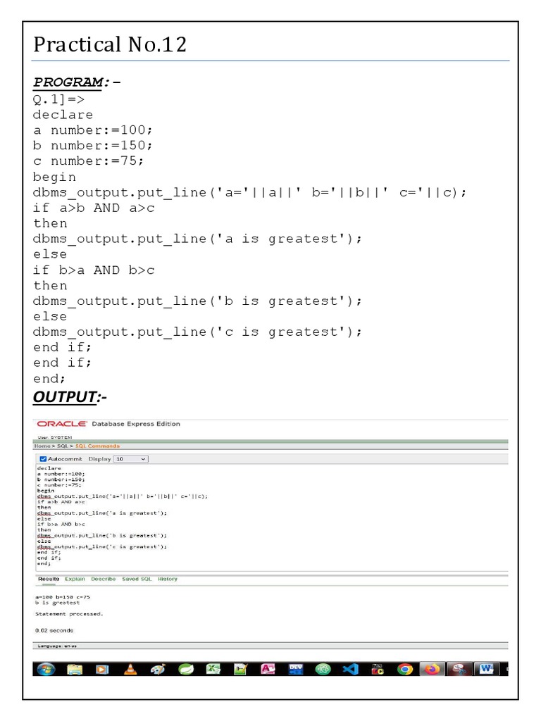 Comparing Integer Variables and Printing the Greatest Value Using IF ...