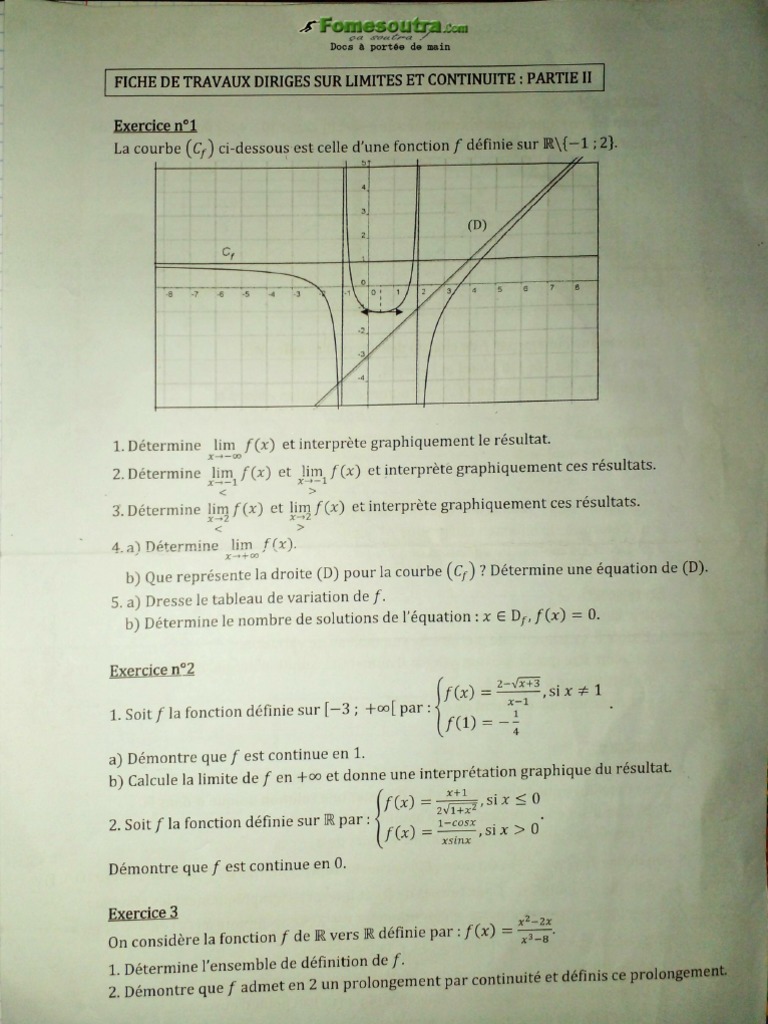 Fiche Sur Les Limites TD | PDF