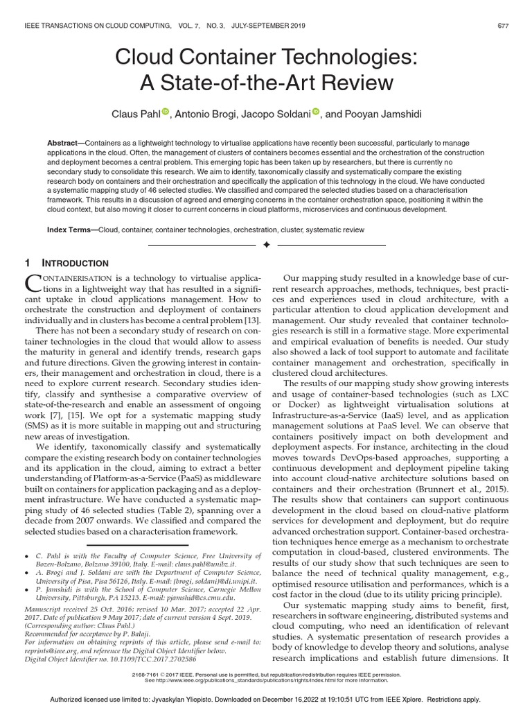 Cloud Container Technologies A State-of-the-Art Review | PDF | Cloud ...