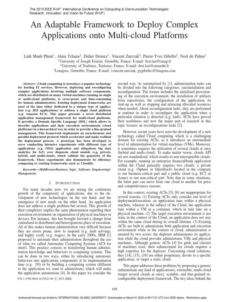 An Adaptable Framework To Deploy Complex Applications Onto Multi-Cloud ...