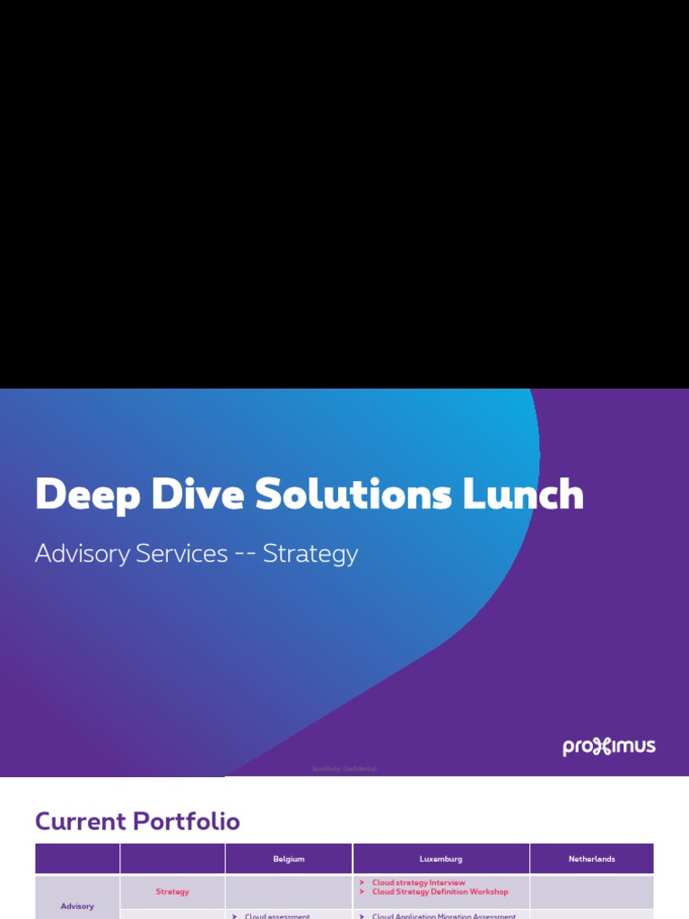 Deep Dive Solutions Lunch - Advisory Services - Strategy | PDF | Cloud Computing | Software As A ...