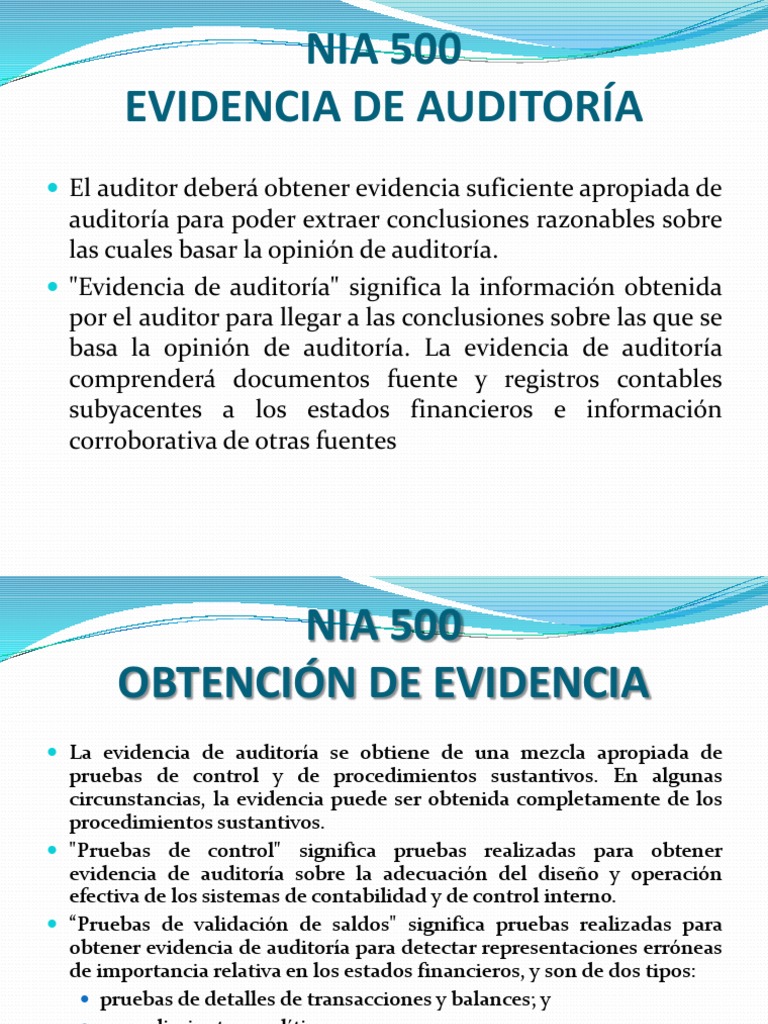 NIA 500-Clase | PDF | Auditoría | Contabilidad
