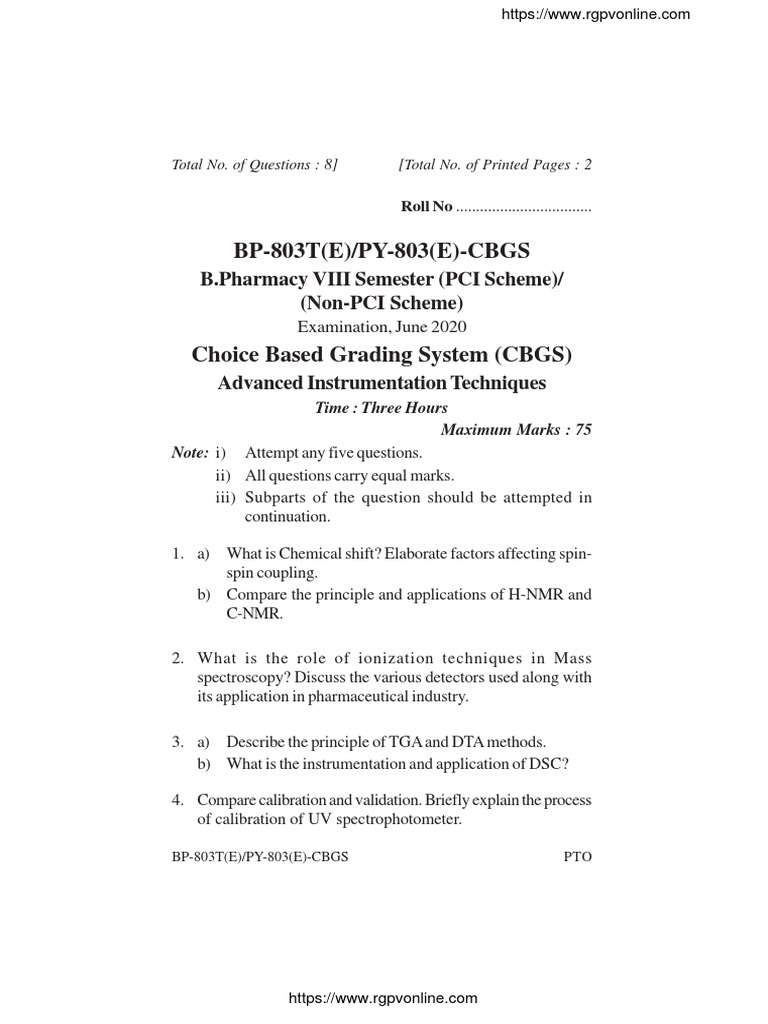 BP 803t e Advanced Instrumentation Techniques Jun 2020 | PDF