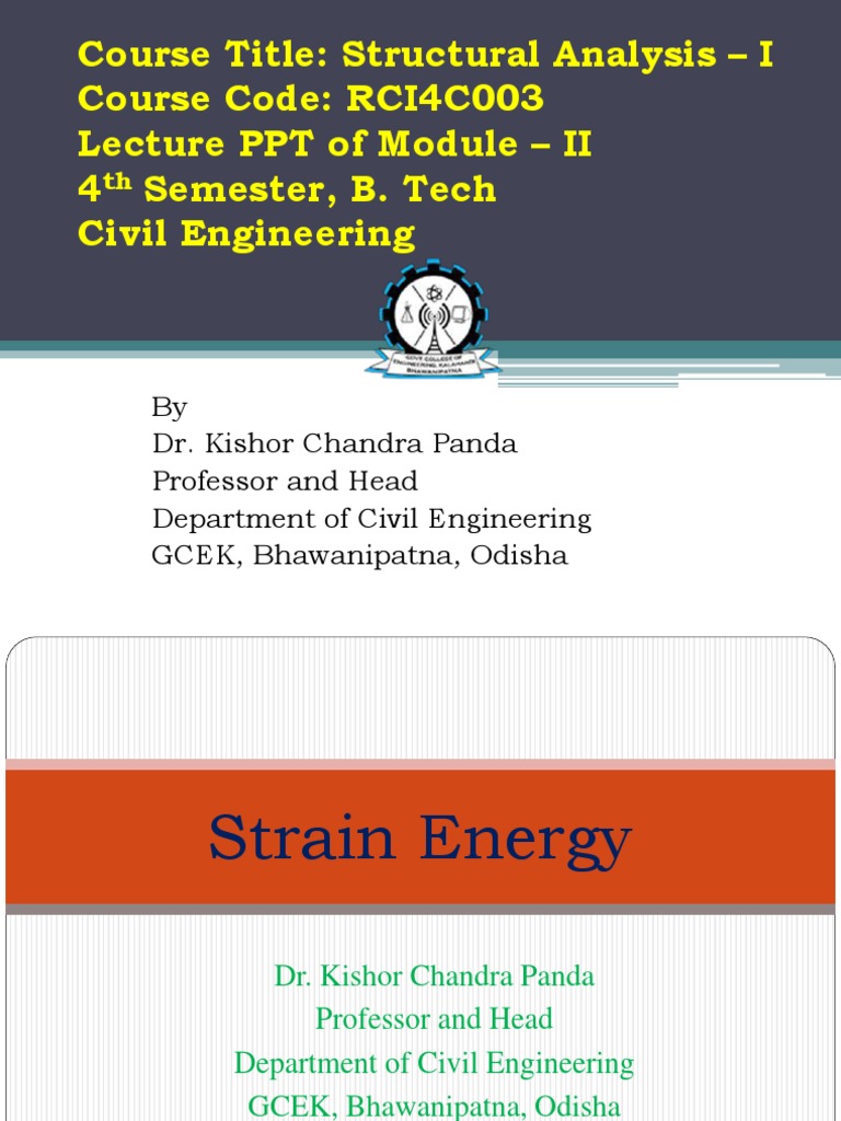 Structural Analysis - I, B. Tech., 4th Semester, Civil Engineering, Module-II, Lecture PPT ...