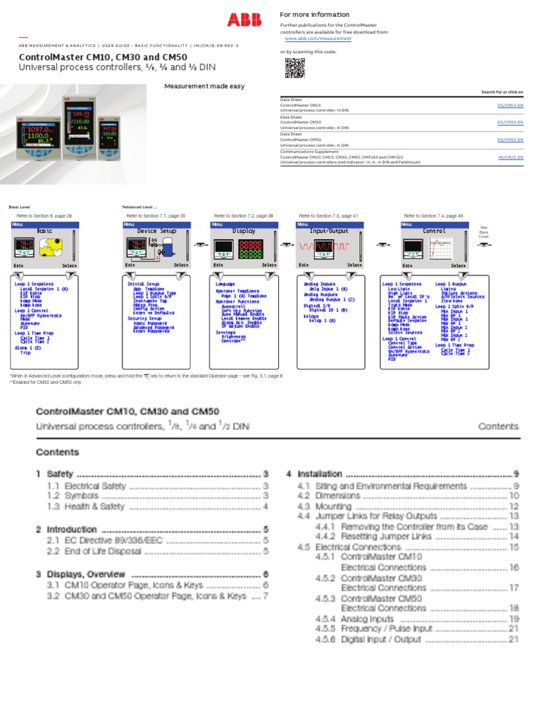 Controlmaster Cm10, Cm30 and Cm50: Universal Process Controllers, 1/8, 1/4 and 1/2 Din | PDF ...