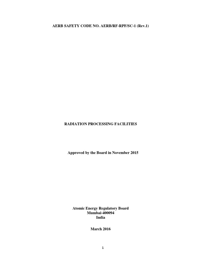 Aerb Safety Code No. Aerb/Rf-Rpf/Sc-1 (Rev.1) | PDF | Ionizing ...