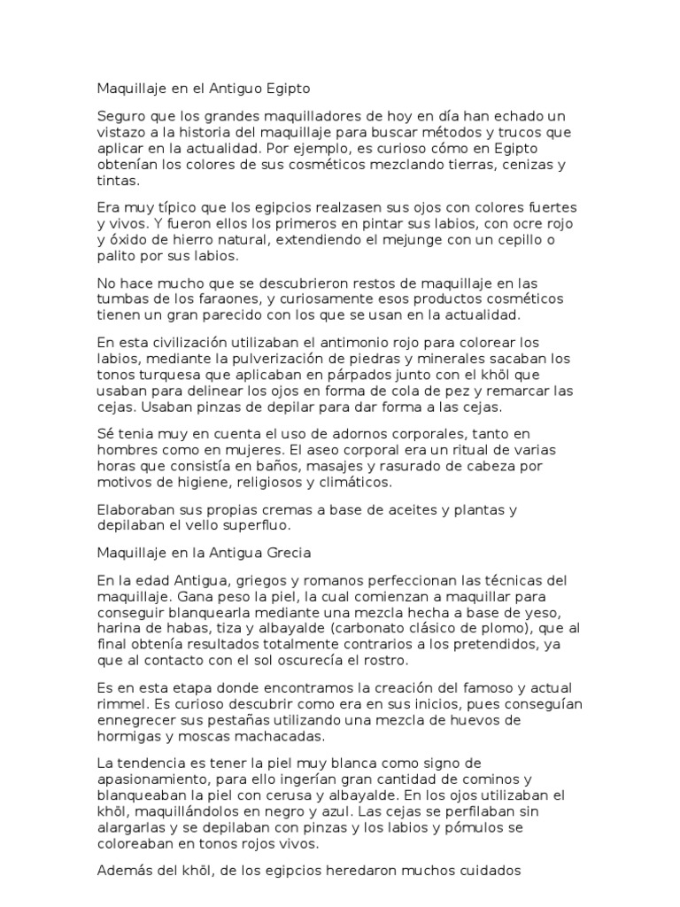 Maquillaje en El Antiguo Egipto | PDF | Molière | Belleza