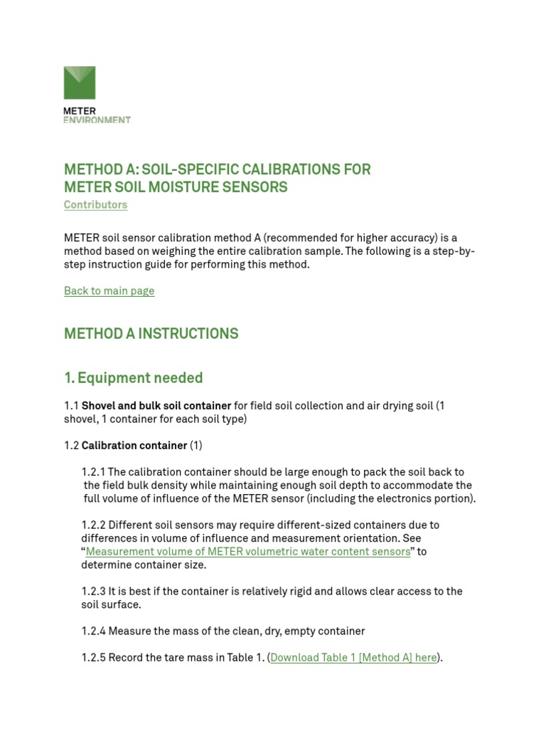 Soil-Specific Calibration for METER Sensors | PDF