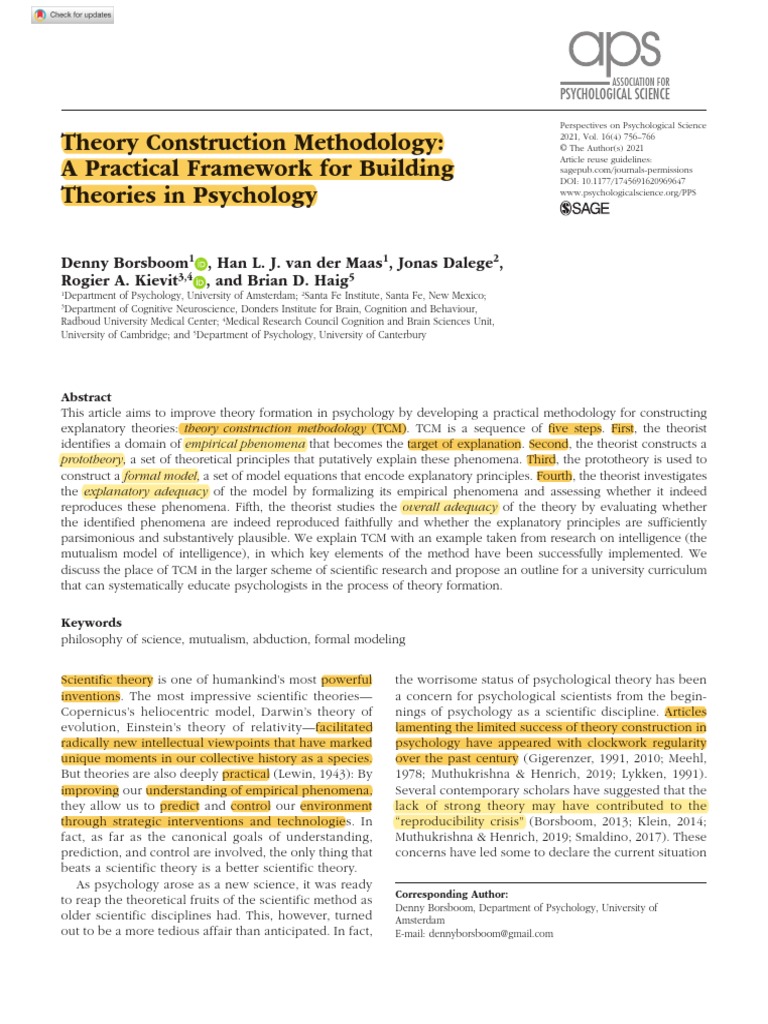 Borsboom Et Al 2021 Theory Construction Methodology | PDF | Theory ...