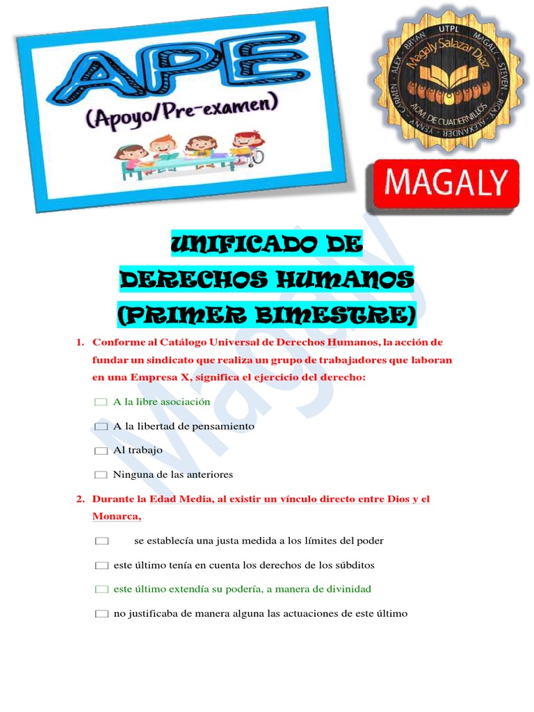 APE de Derechos Humanos - Primer Bimestre - Unificado - MESD | PDF ...