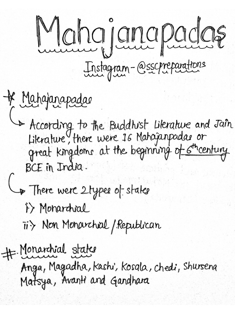 16 Mahajanpadas - Ancient History Handwritten Notes PDF | PDF