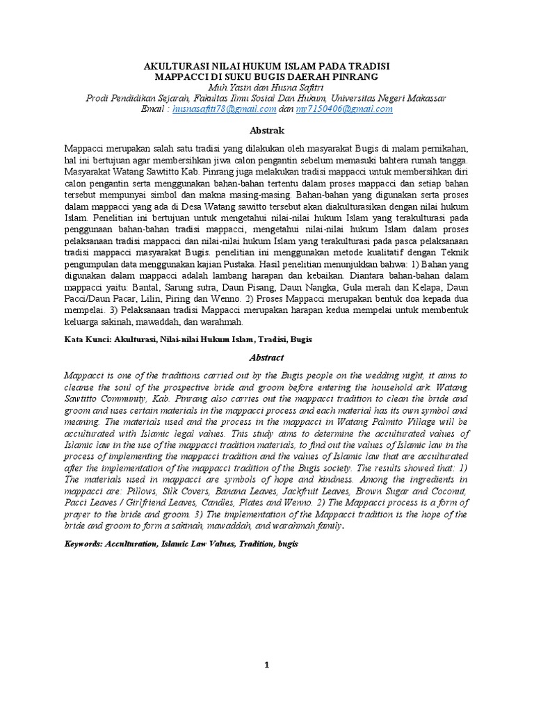 Akulturasi Nilai Hukum Islam Pada Tradisi Mappacci | PDF