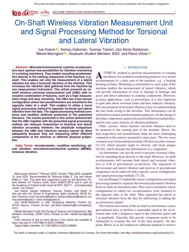 On-Shaft Wireless Vibration Measurement Unit and S | PDF ...