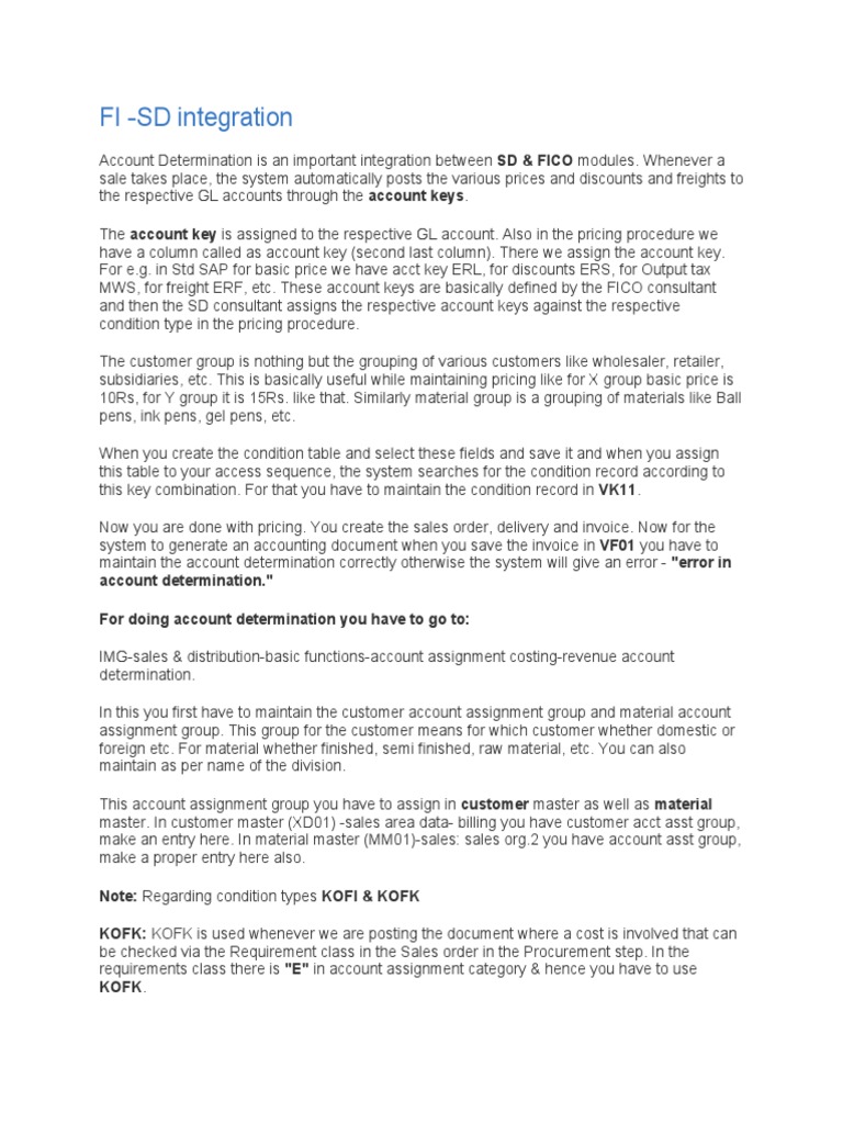 FI SD Integration | PDF | Business | Business Economics