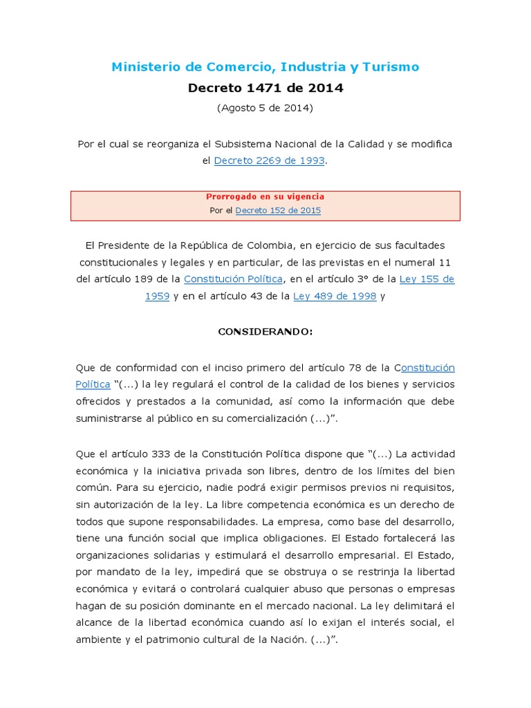 Decreto 1471 de 2014 | PDF | Metrología | Medición