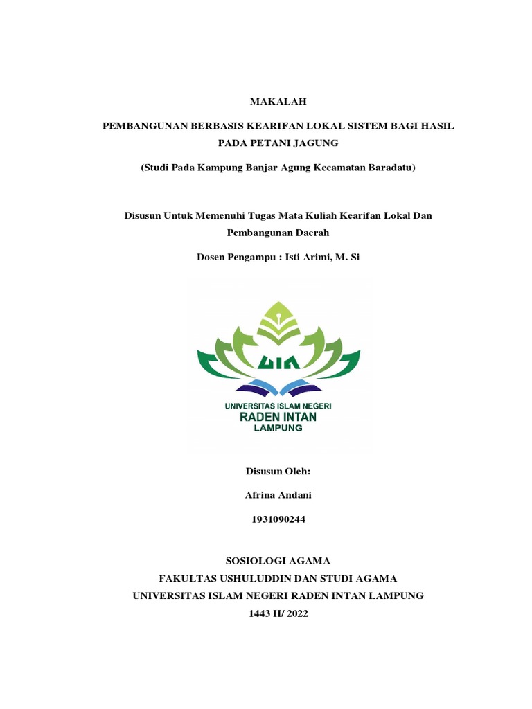 AFRINA ANDANI SA6B Makalah Kearifan Lokal | PDF