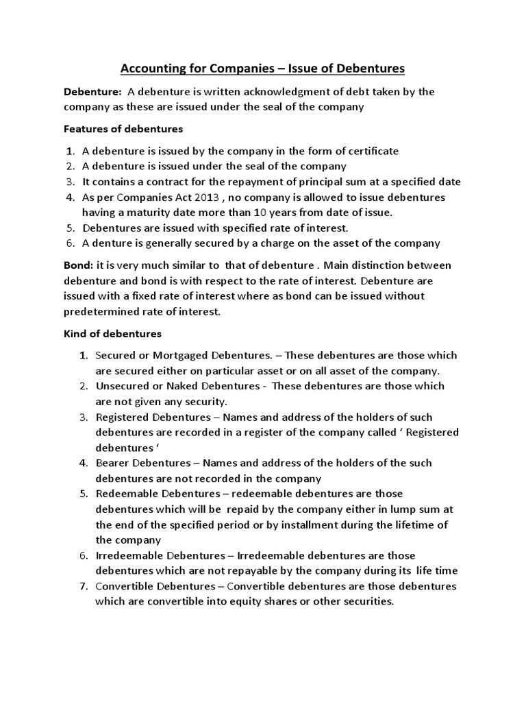 Issue and Redemption of Debentures | PDF | Debenture | Stocks