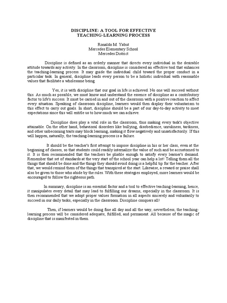 ARTICLE1-Discipline A Tool For Effective Teaching-Learning Process ...