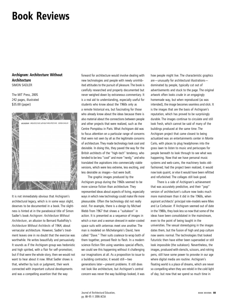 Archigram Architecture Without Architect | PDF | Psychoanalysis | Landscape